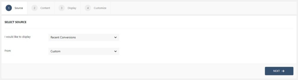 How to leverage Conversions with Custom source? - WPfomify